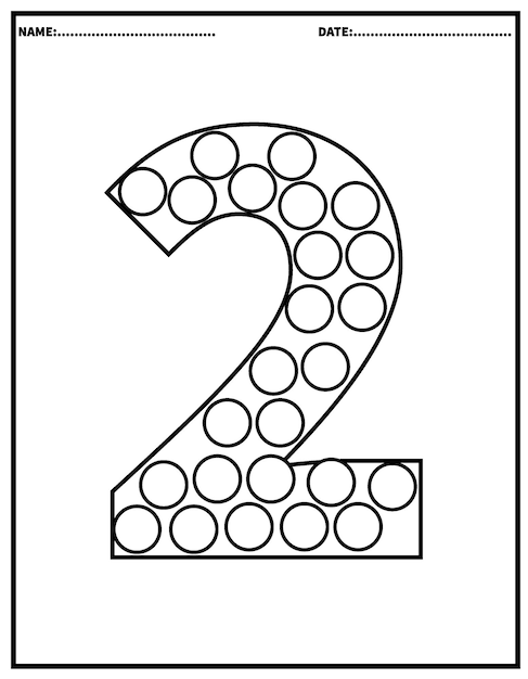 Stylized Number Two with Dotted Outline | Jiffy Designs