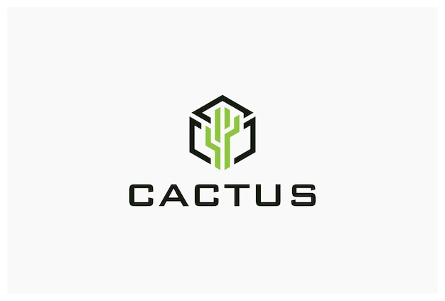 Geometric Cactus Logo with Minimalist Hexagonal Design | Jiffy Designs