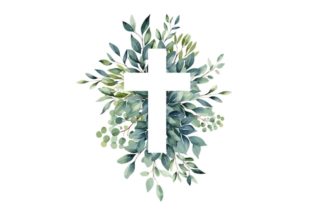 Elegant Botanical Cross with Lush Greenery Accents | Jiffy Designs