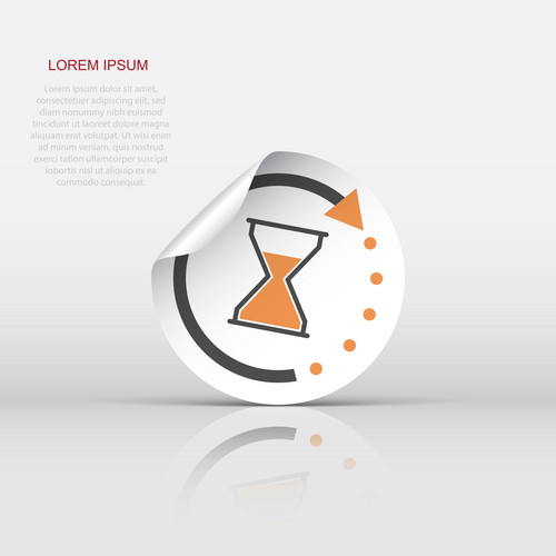 Hourglass Sticker Label. Time Vector Illustration. | Jiffy Designs