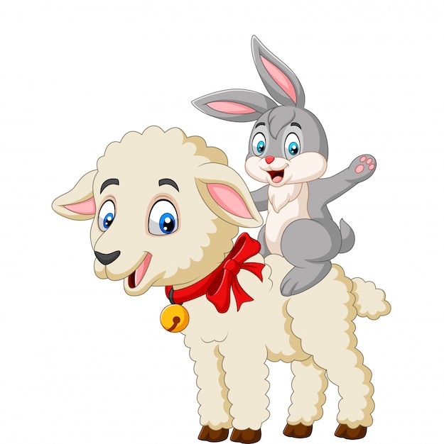 Cartoon Sheep and Rabbit Buddies Illustration | Jiffy Designs
