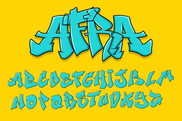 Vibrant Graffiti-Inspired Alphabet with Bold Turquoise Letters | Jiffy ...