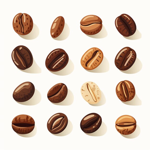 Diverse Collection of Detailed Coffee Bean Illustrations | Jiffy Designs