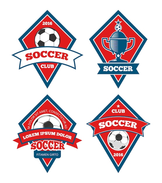 Vibrant Soccer Club Emblems with Trophy and Ball Designs | Jiffy Designs
