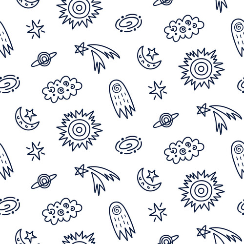 Hand Drawn Outer Space Seamless Pattern. Vector Illustration. | Jiffy ...