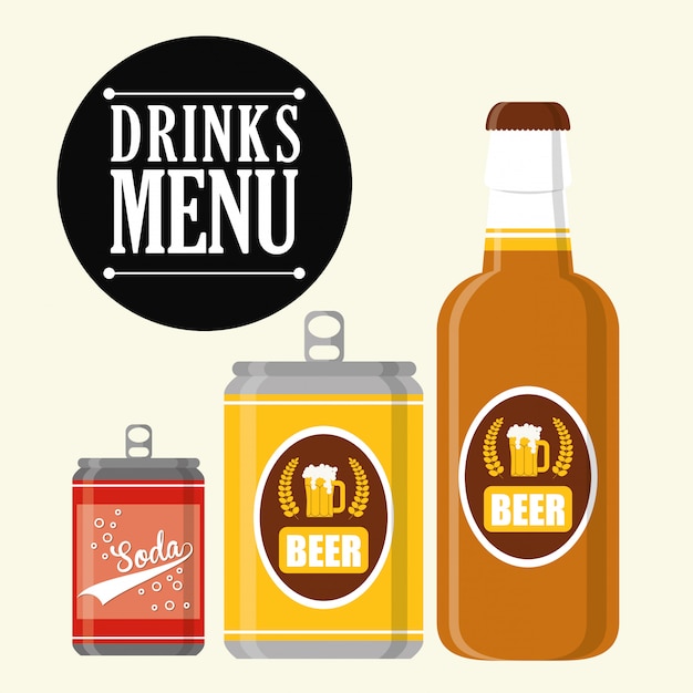 Vibrant Drinks Menu with Iconic Beer and Soda Imagery | Jiffy Designs