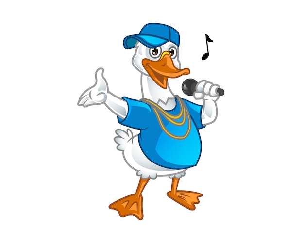 Singing Duck in Blue Outfit Holding Microphone | Jiffy Designs