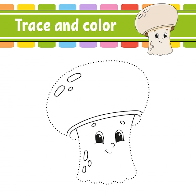 Cheerful Mushroom Tracing and Coloring Activity | Jiffy Designs