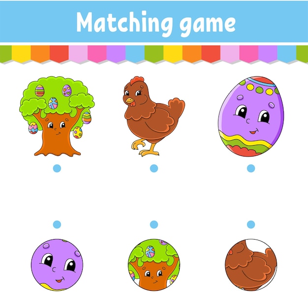 Colorful Matching Game with Cute Cartoon Characters | Jiffy Designs