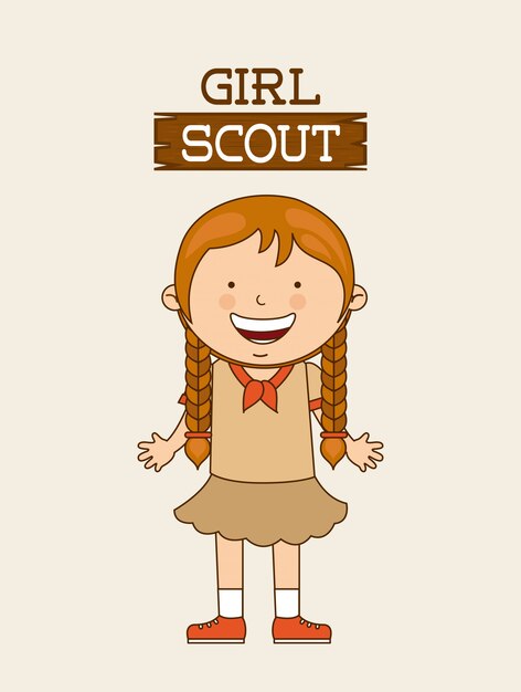 Cheerful Girl Scout with Braided Hair and Uniform | Jiffy Designs