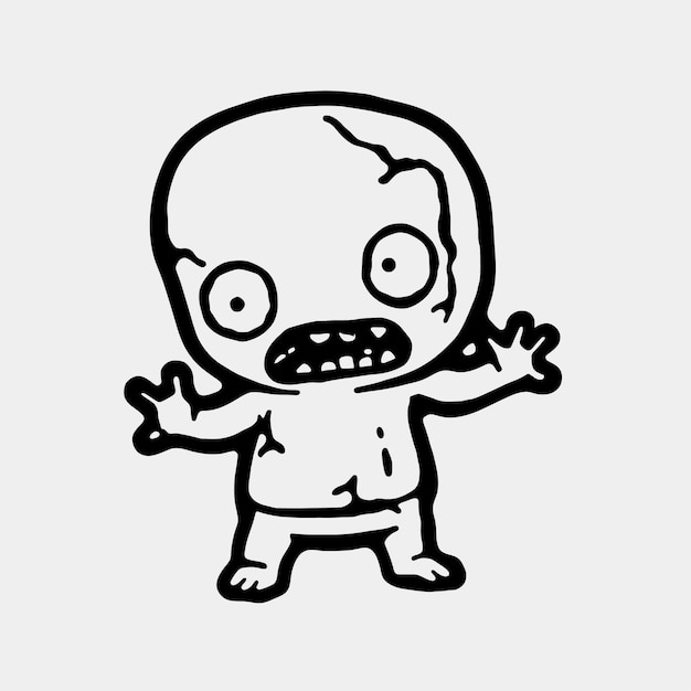 Cartoon Zombie Character in Monochrome Line Art | Jiffy Designs