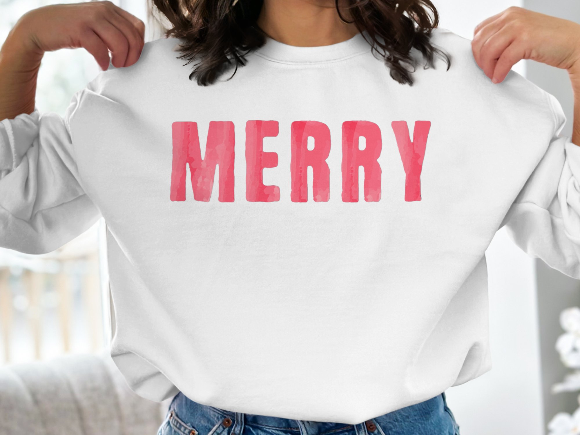 'Merry' Bold Pink Watercolor Letters with Textured Edges | Jiffy Designs