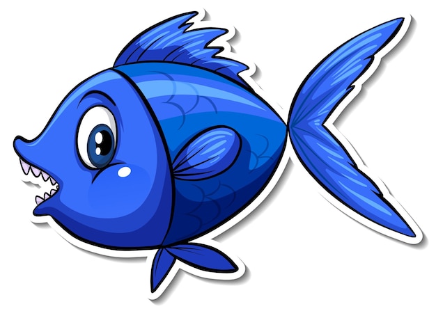 Vibrant Blue Cartoon Fish with Expressive Eyes | Jiffy Designs