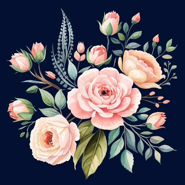 Elegant Floral Bouquet on Midnight Blue Background | Jiffy Designs