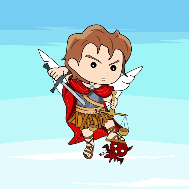 Valiant Warrior Wielding Sword and Shield in Vibrant Cartoon Style ...