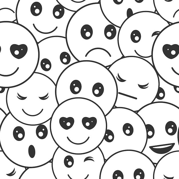 Playful Monochrome Smiley Faces Expressing a Range of Emotions | Jiffy ...