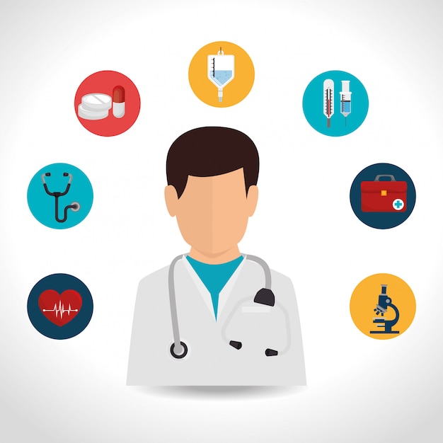 Doctor Icon with Medical Symbols and Equipment Illustrations | Jiffy ...