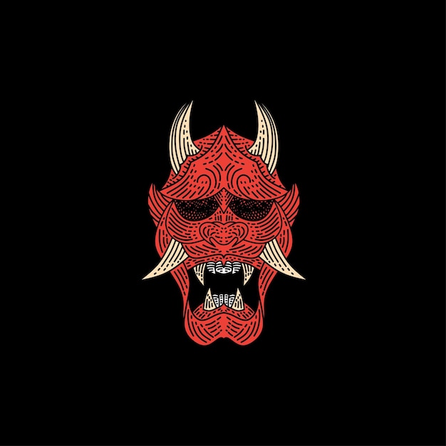 Fierce Demonic Mask with Intricate Crimson Patterns | Jiffy Designs