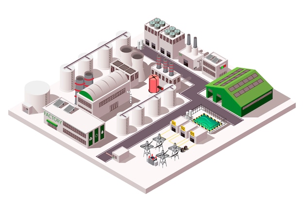 Vibrant Isometric Illustration of an Industrial Factory Complex | Jiffy ...