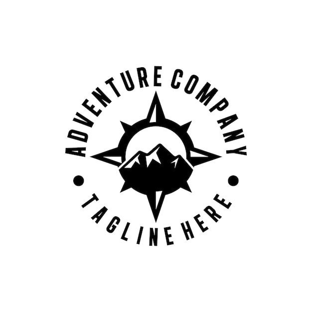 Rugged Adventure Company Logo with Mountain Silhouette | Jiffy Designs