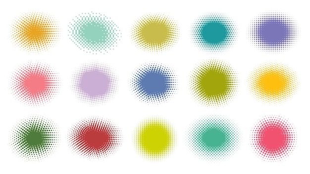 Vibrant Halftone Dots in Diverse Hues and Patterns | Jiffy Designs