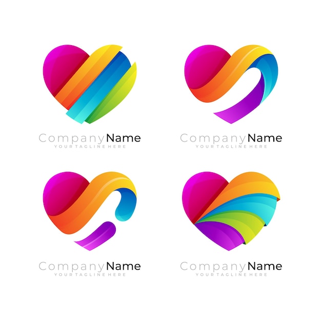Vibrant Overlapping Shapes Forming Colorful Heart Logos | Jiffy Designs