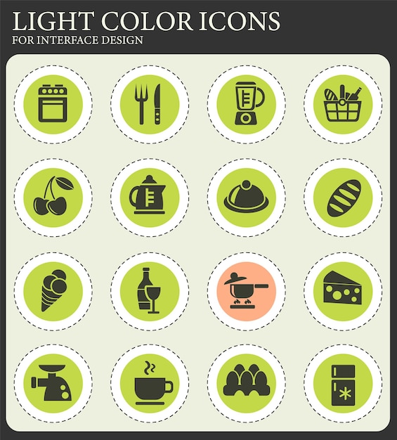 Diverse Collection of Vibrant Light Color Icons for Interface Design ...