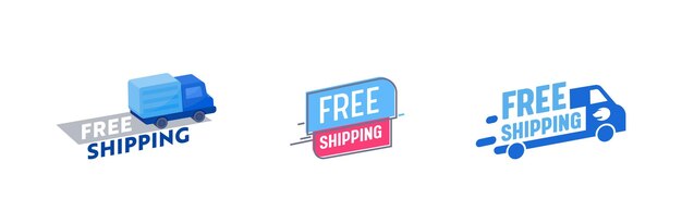 Vibrant Free Shipping Symbols with Delivery Trucks and Text | Jiffy Designs