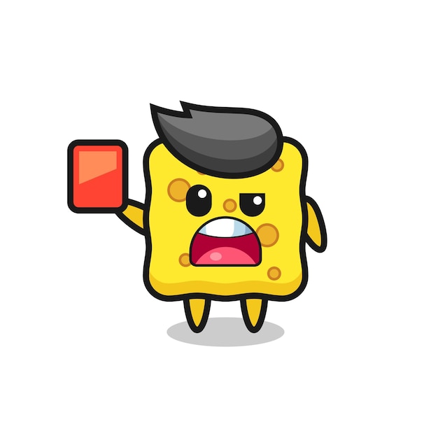 Cheerful Sponge Character Holding a Red Card | Jiffy Designs