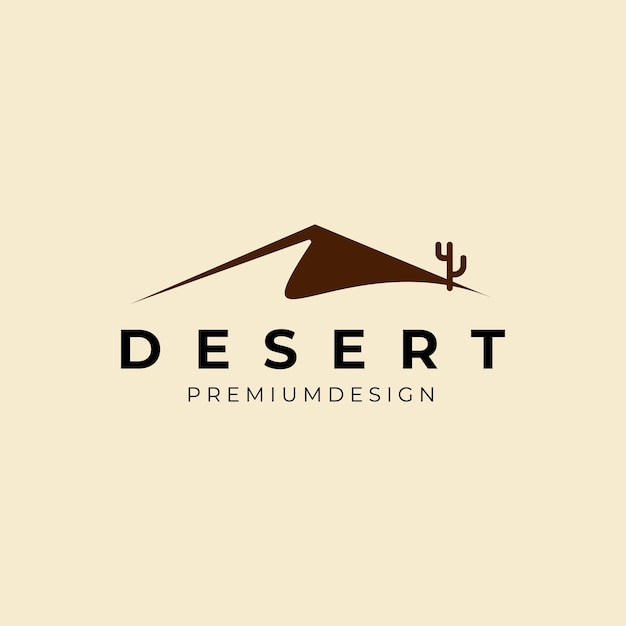Minimalist Desert Landscape Logo with Cactus Silhouette | Jiffy Designs