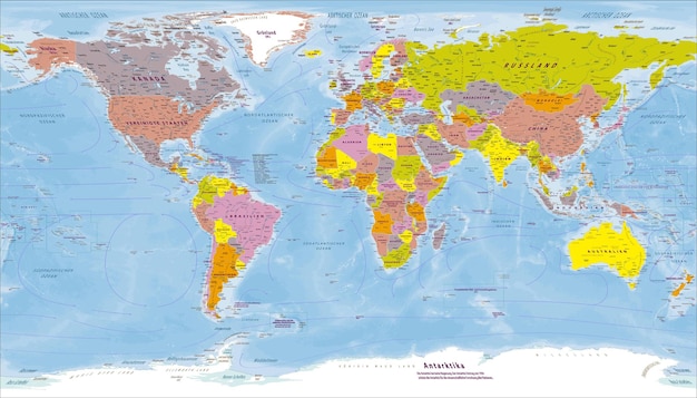 Vibrant World Map with Diverse Country Borders and Landmasses | Jiffy ...