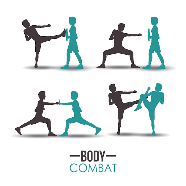 Body Combat Silhouette Illustrations with Martial Arts Poses | Jiffy ...
