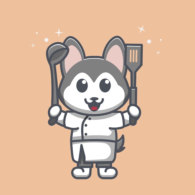 Cheerful Husky Chef with Cooking Utensils and Apron | Jiffy Designs