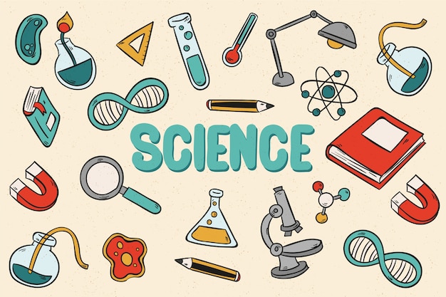 Vibrant Scientific Symbols and Instruments Collage | Jiffy Designs