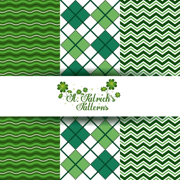 Green Chevron, Argyle, and Shamrock Seamless Pattern Collection | Jiffy ...