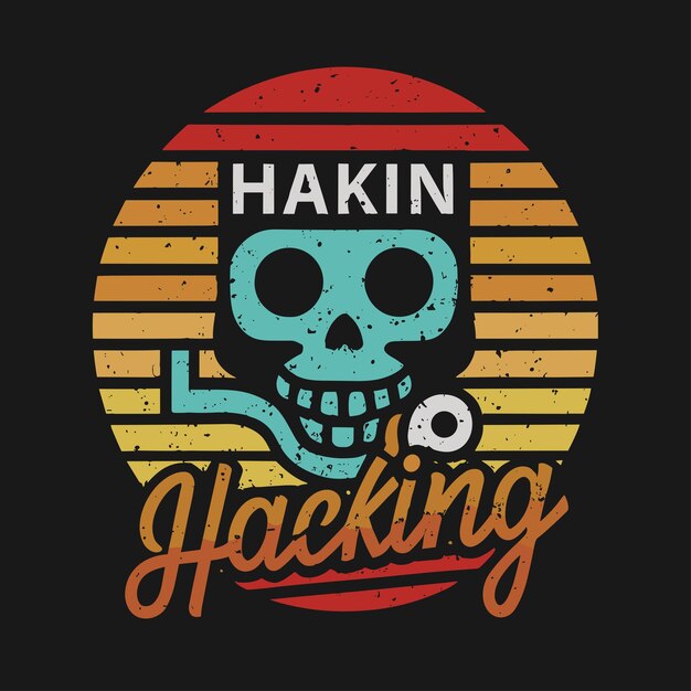 Retro Skull and Sunset Hacking Graphic with Bold Text | Jiffy Designs