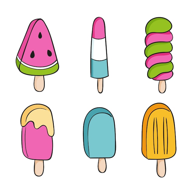 Vibrant and Playful Ice Cream Collection with Watermelon Popsicle ...