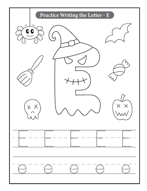 Whimsical Halloween-Themed Letter Tracing Worksheet | Jiffy Designs