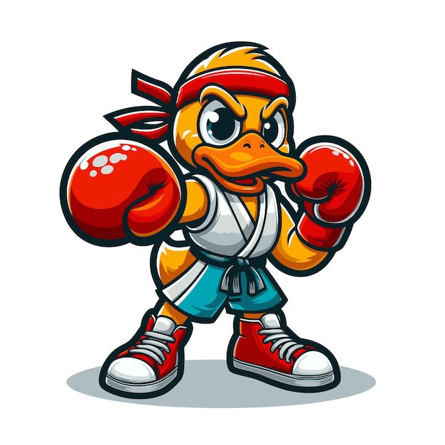 Energetic Cartoon Duck Boxer in Fighting Pose | Jiffy Designs