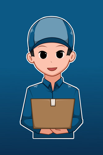 Courier Boy Cartoon Illustration | Jiffy Designs
