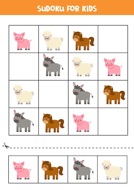 Delightful Farm Animal Sudoku for Young Learners | Jiffy Designs