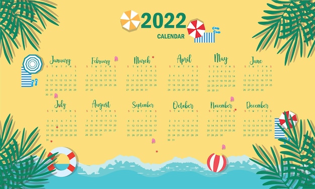 Vibrant 2022 Calendar with Tropical Beach Scenery | Jiffy Designs