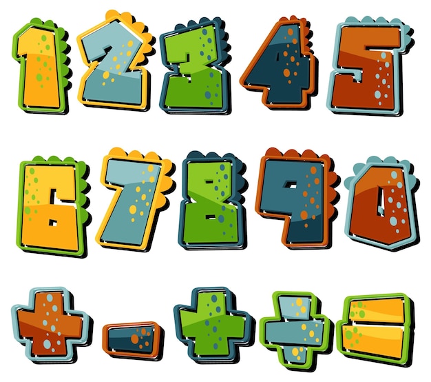 Vibrant Retro-Inspired Numeric Characters Collection | Jiffy Designs