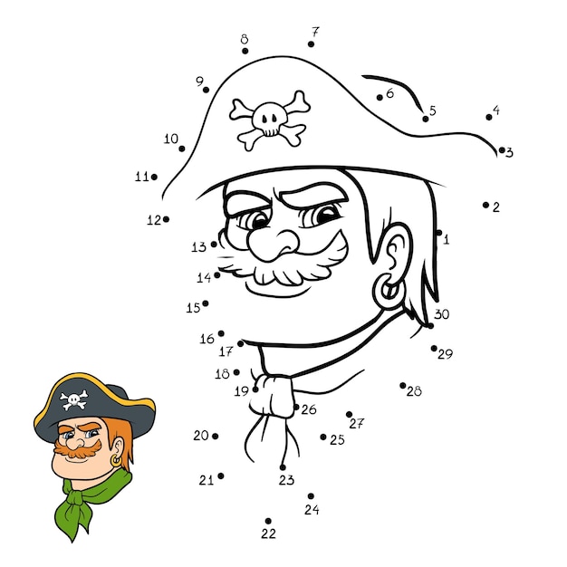 Jolly Pirate Captain Dot-to-Dot Illustration | Jiffy Designs