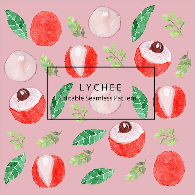 Vibrant Lychee Seamless Pattern with Fruits and Leaves | Jiffy Designs