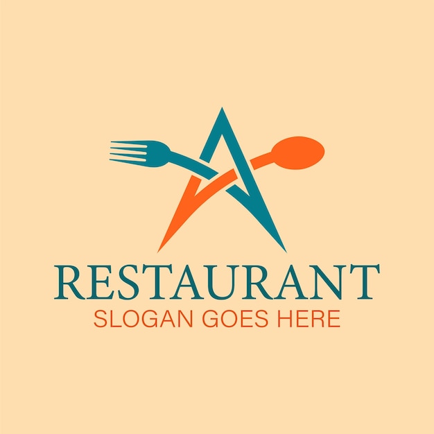 Vibrant Star-Shaped Logo with Utensils for Restaurant | Jiffy Designs