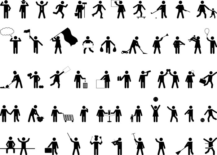 Common Pictogram People Activities Isolated On White | Jiffy Designs