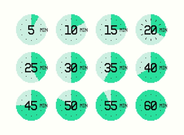 Vibrant Countdown Timer Icons Depicting Incremental Time Intervals ...