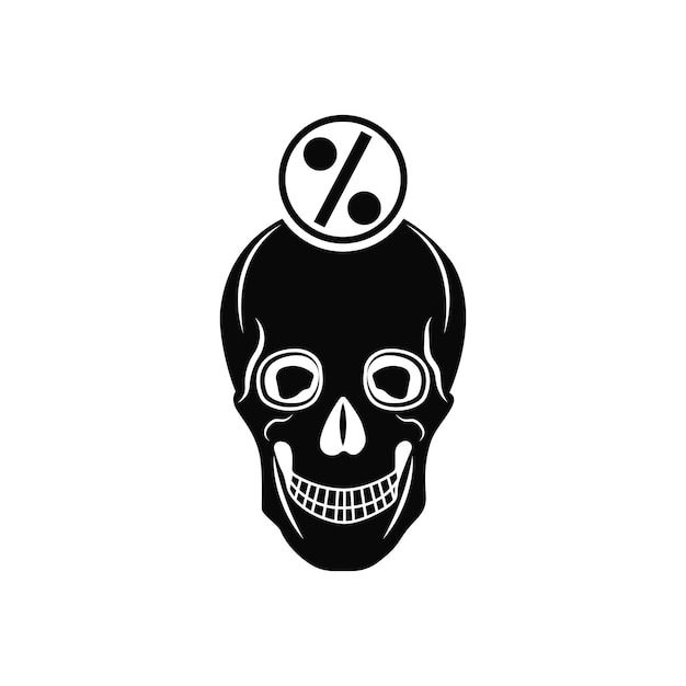 Stylized Skull with Percentage Symbol Icon | Jiffy Designs