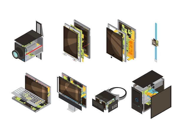 Isometric Retro Tech Gadgets Collection with Floppy Disks and Tapes ...